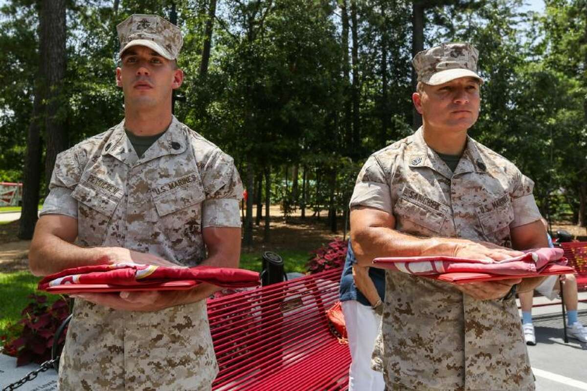 Marines are promoted at Fallen Warriors Memorial