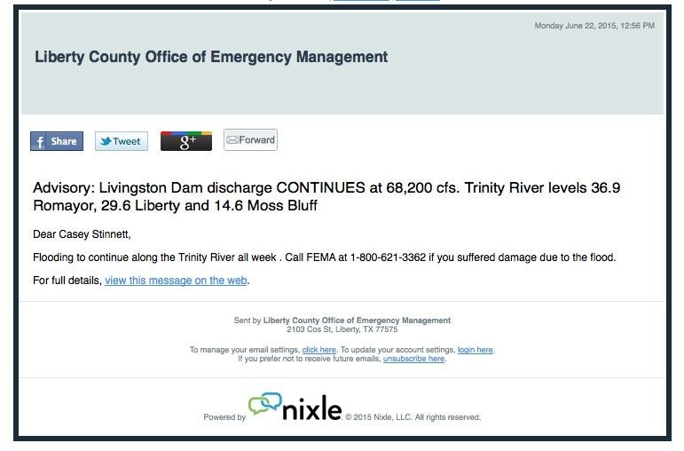 Dam discharge rate steady, Trinity likely to stay above flood stage