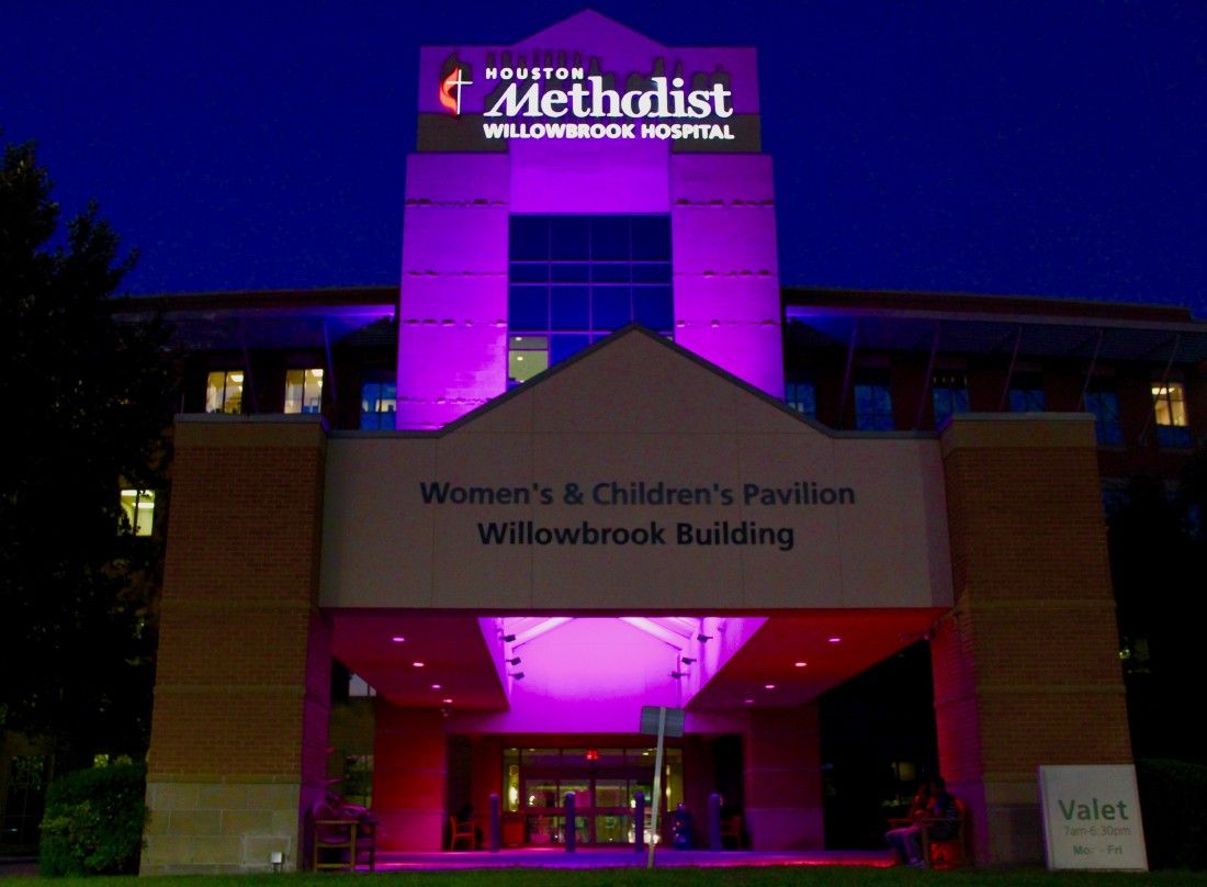 Houston Methodist Willowbrook Hospital building is pink for Breast ...