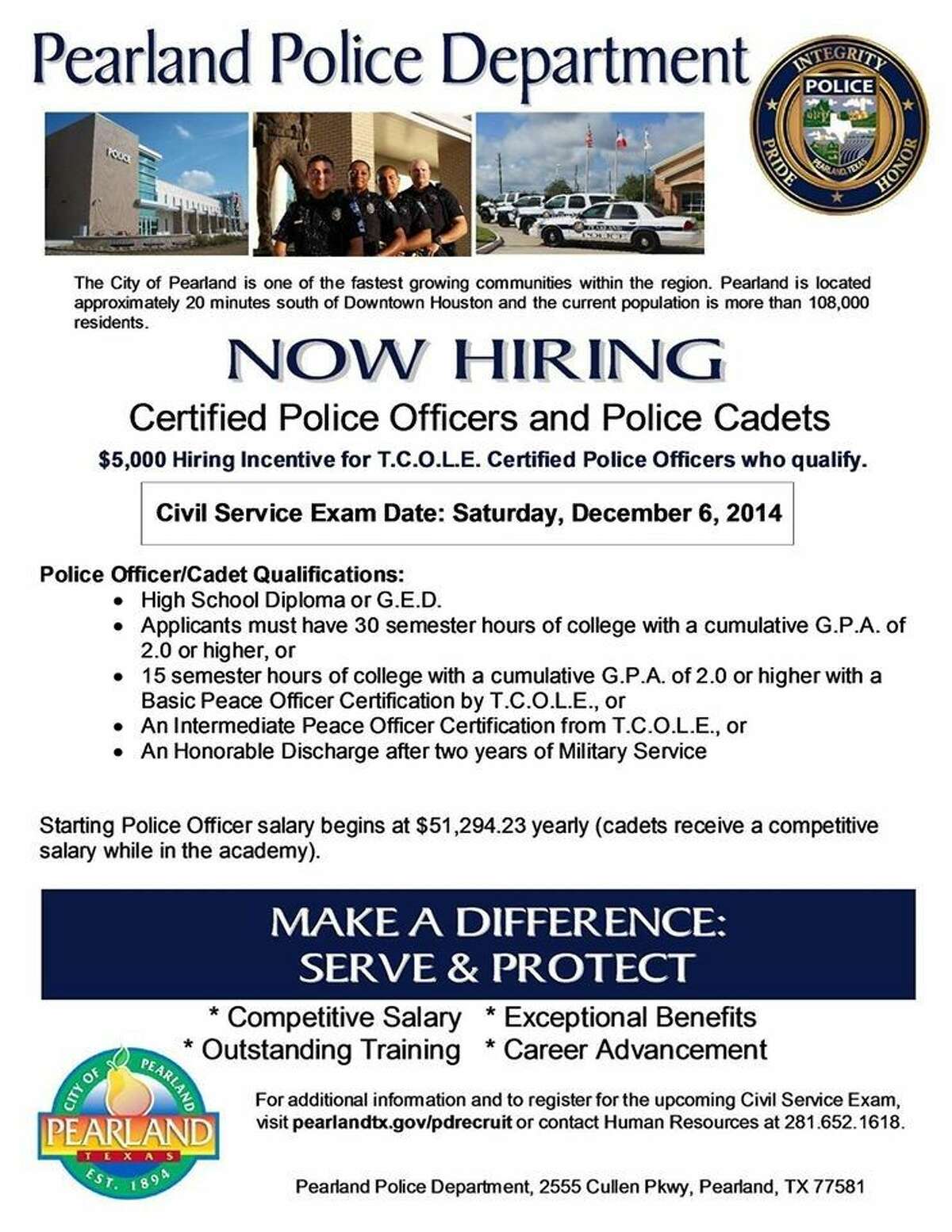 Now hiring: Pearland Police Department