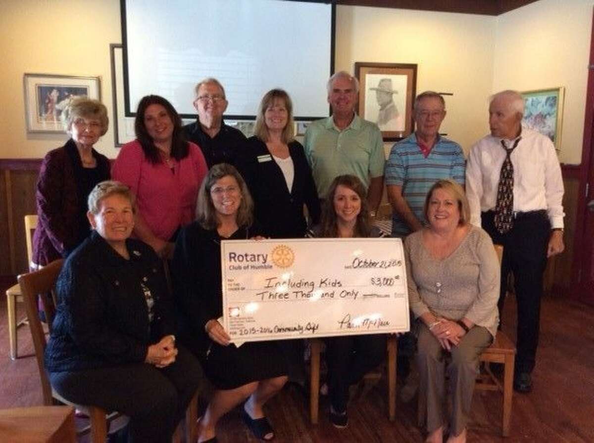 Humble Rotary presents a $3,000 check to Including Kids