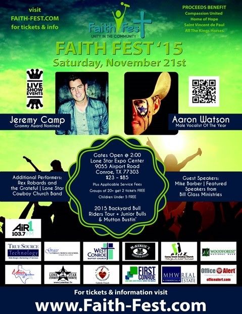 Faith Fest featuring Jeremy Camp and Aaron Watson set for Nov. 21