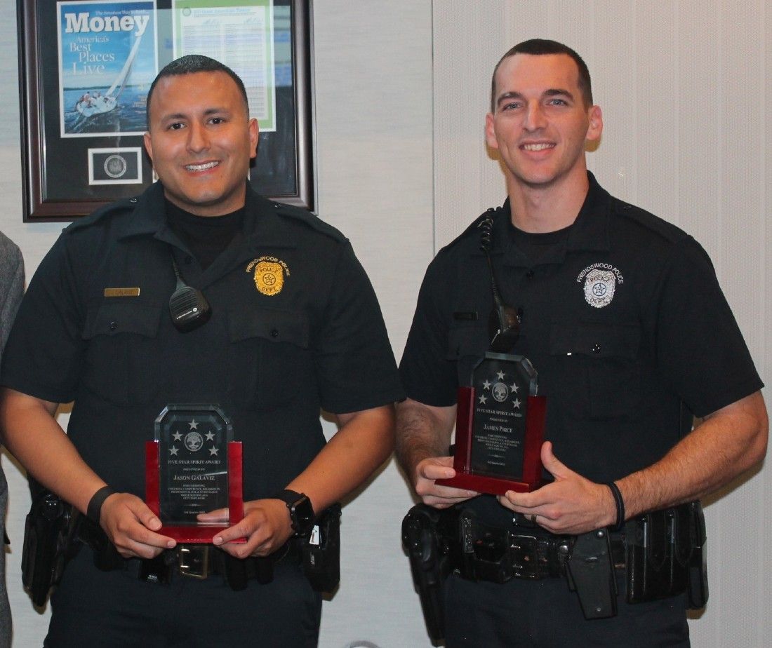 Police officers are Friendswood Five Star Spirit Award winners