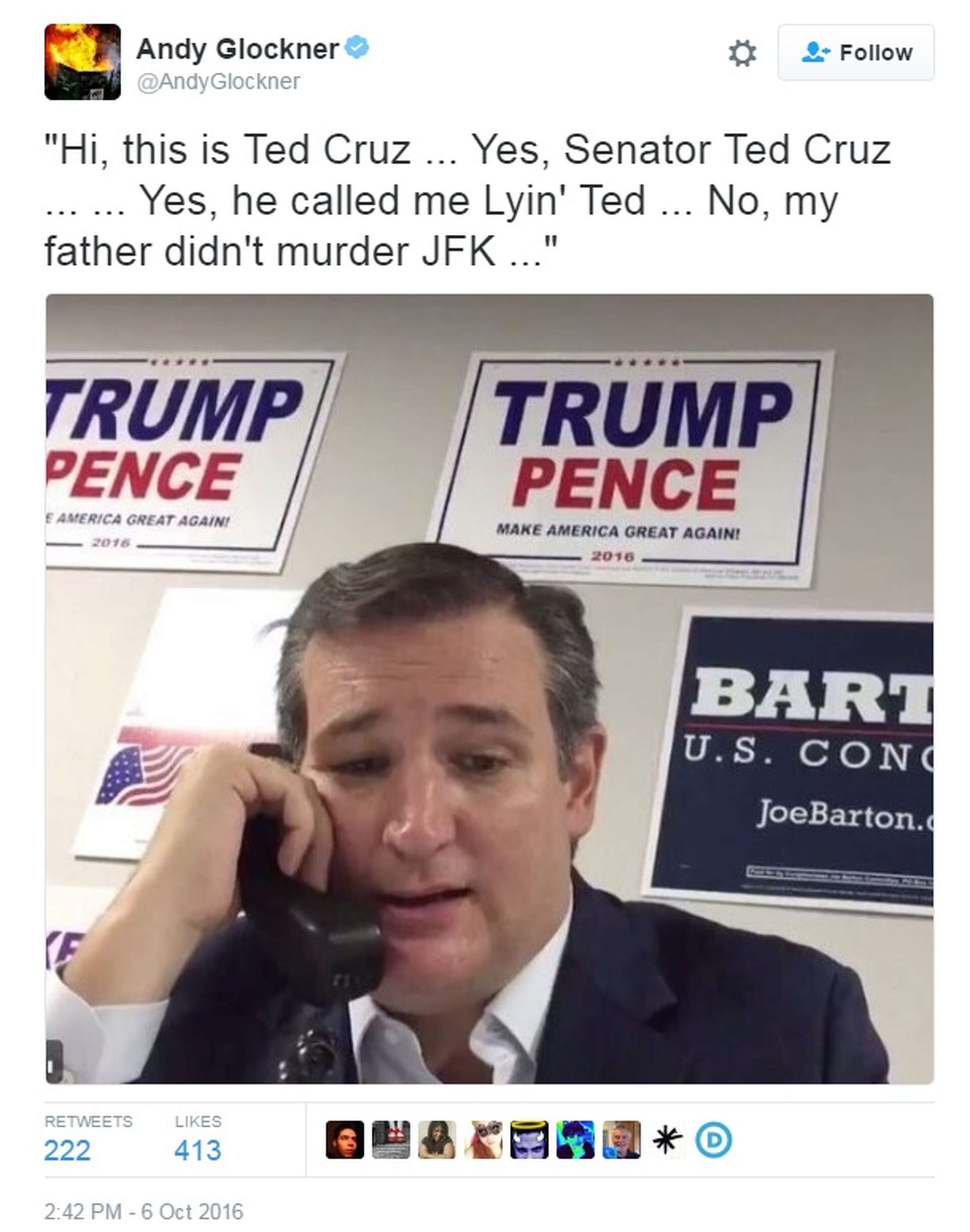 Social media ridicules Ted Cruz after he calls voters for Trump