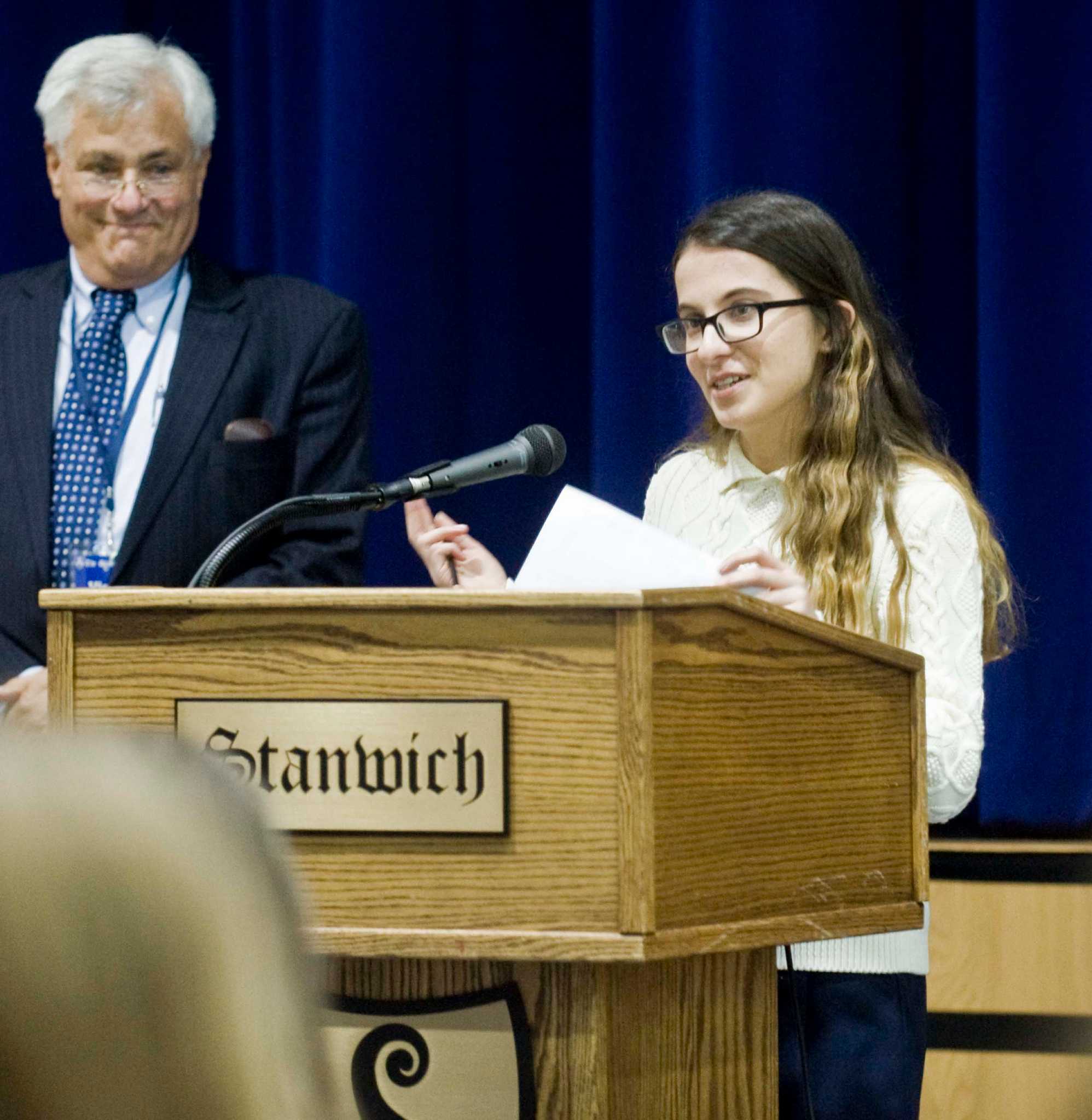 Stanwich students hear Democratic principles