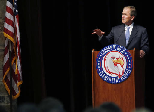 George W. Bush helps dedicate 1st Texas school named for him