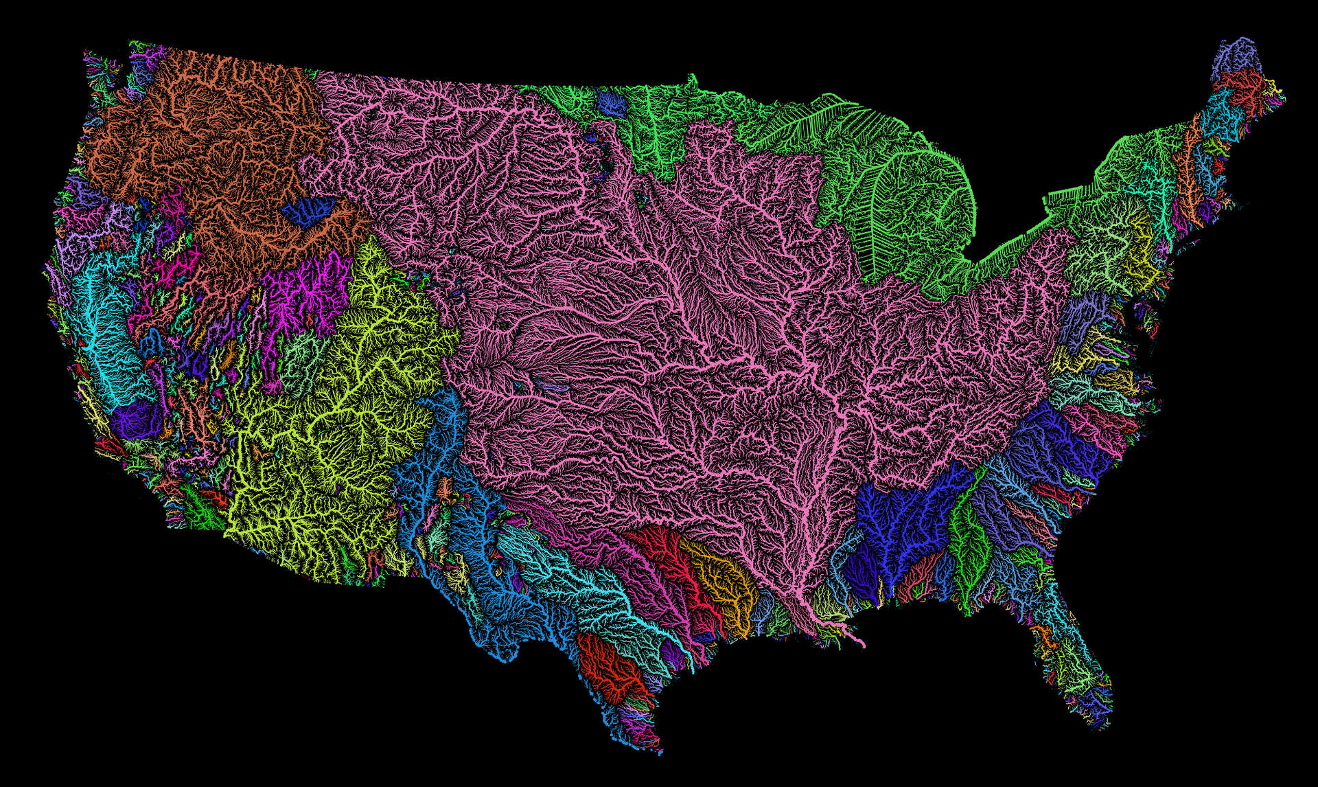 Very cool 3D maps show river basins in U.S., Europe