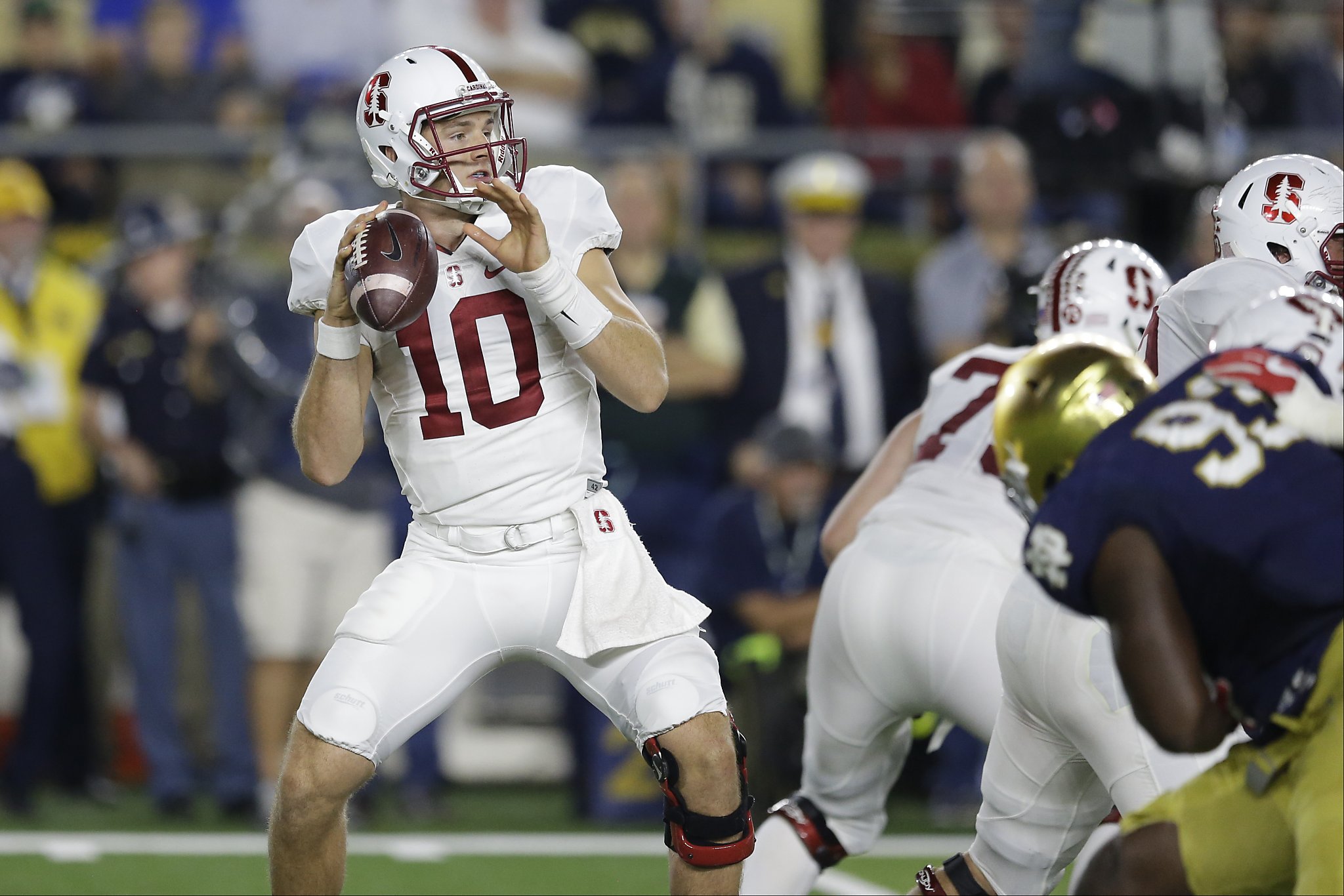 Blocking isn’t high on Keller Chryst’s list as Stanford’s new QB