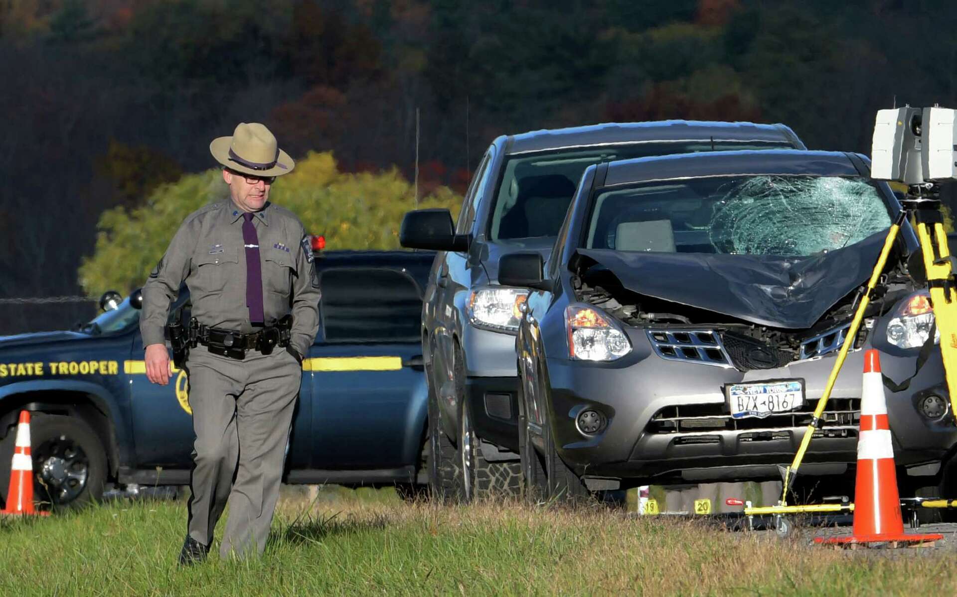 Trooper dies after being hit by car in Wilton