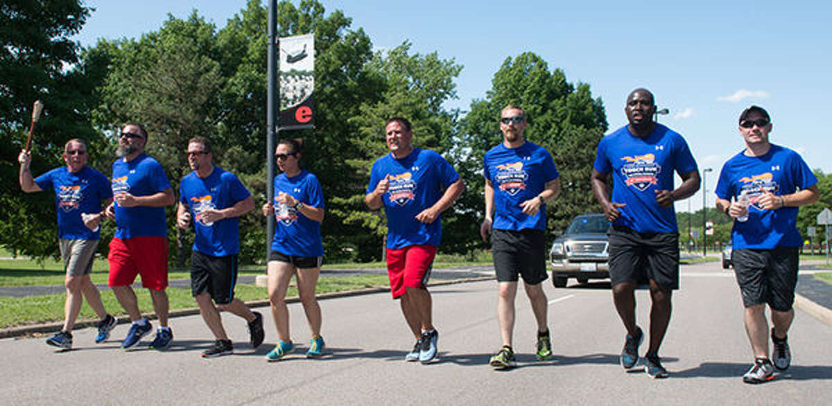 SIUE police officers participate in Edwardsville Special Olympics Torch Run