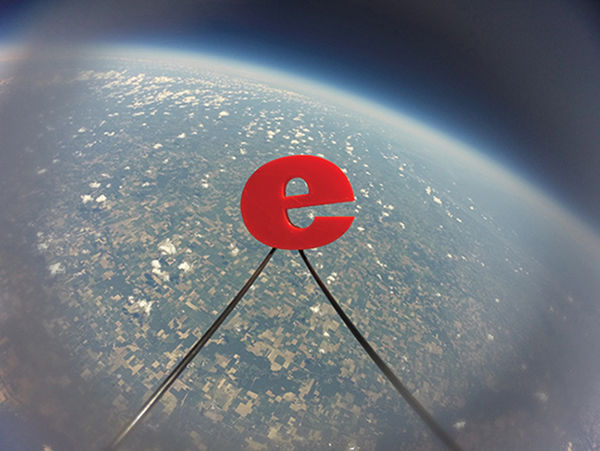 Students launch the 'e' above earth