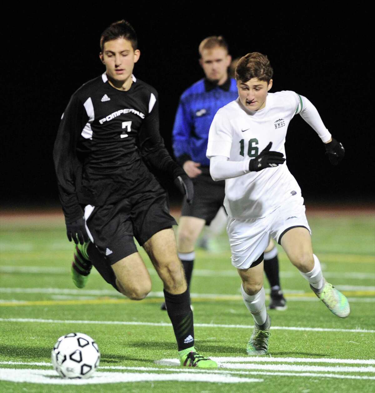 New Milford edges Pomperaug, advances to SWC boys soccer title game
