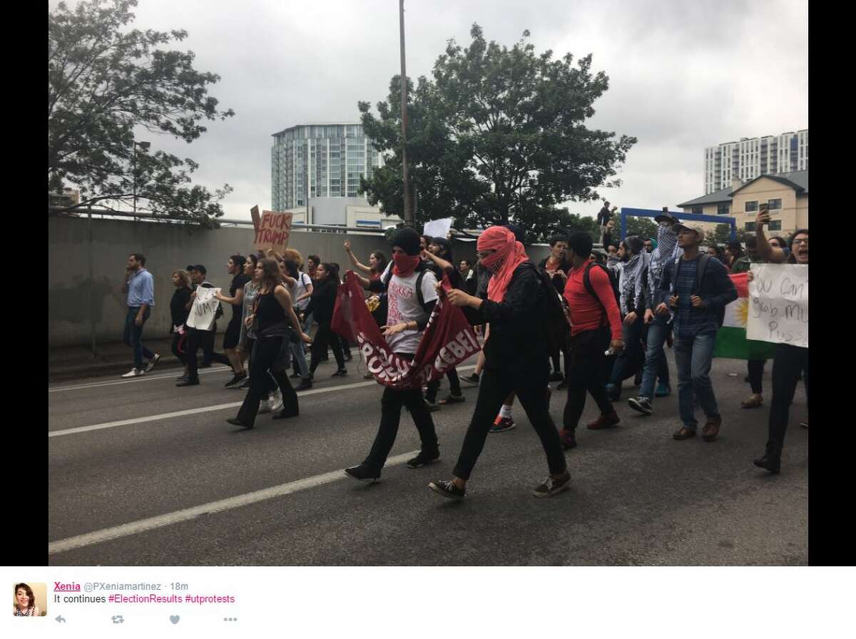 UT students march in protest of Trump's election