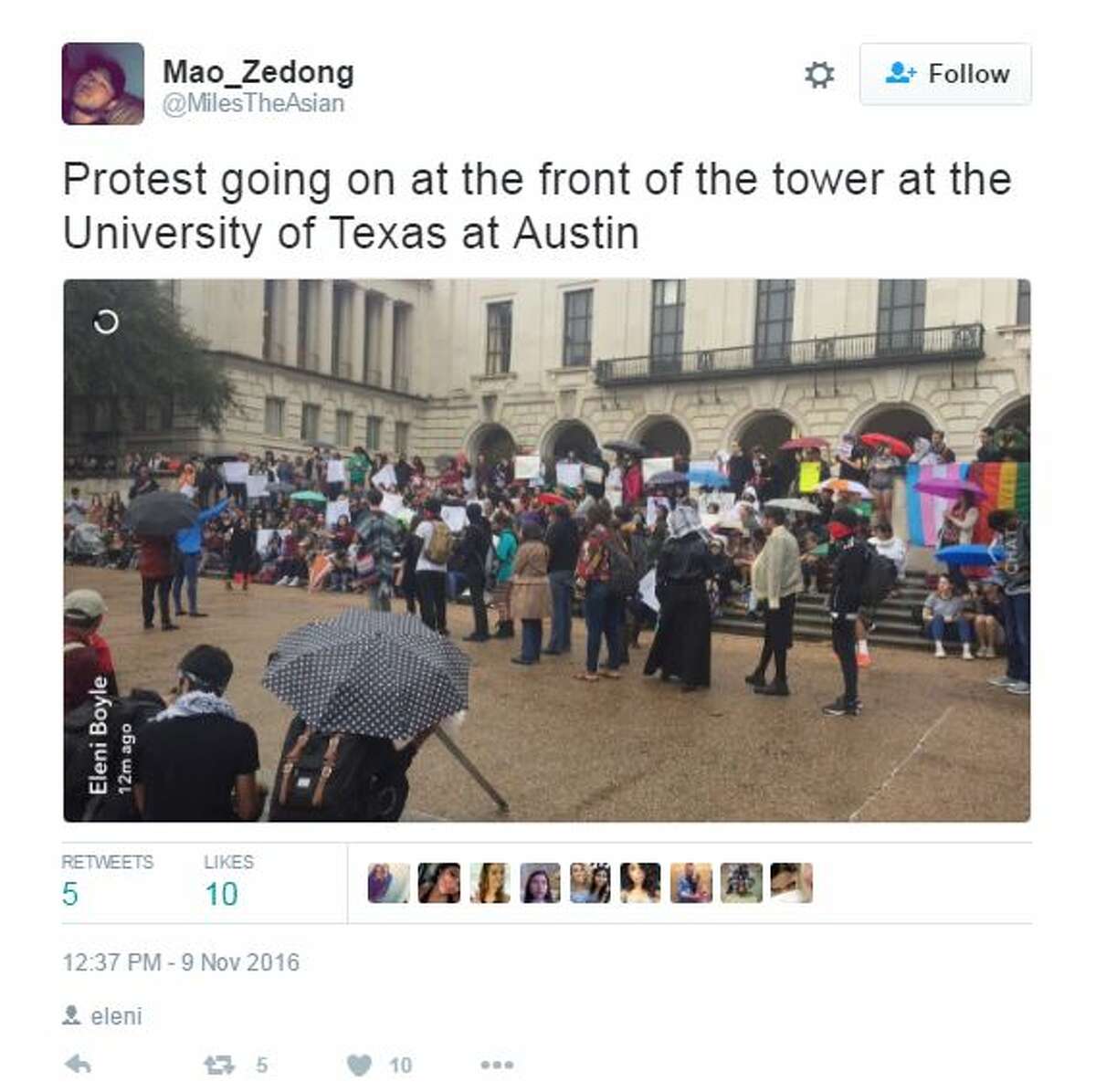 UT students march in protest of Trump's election