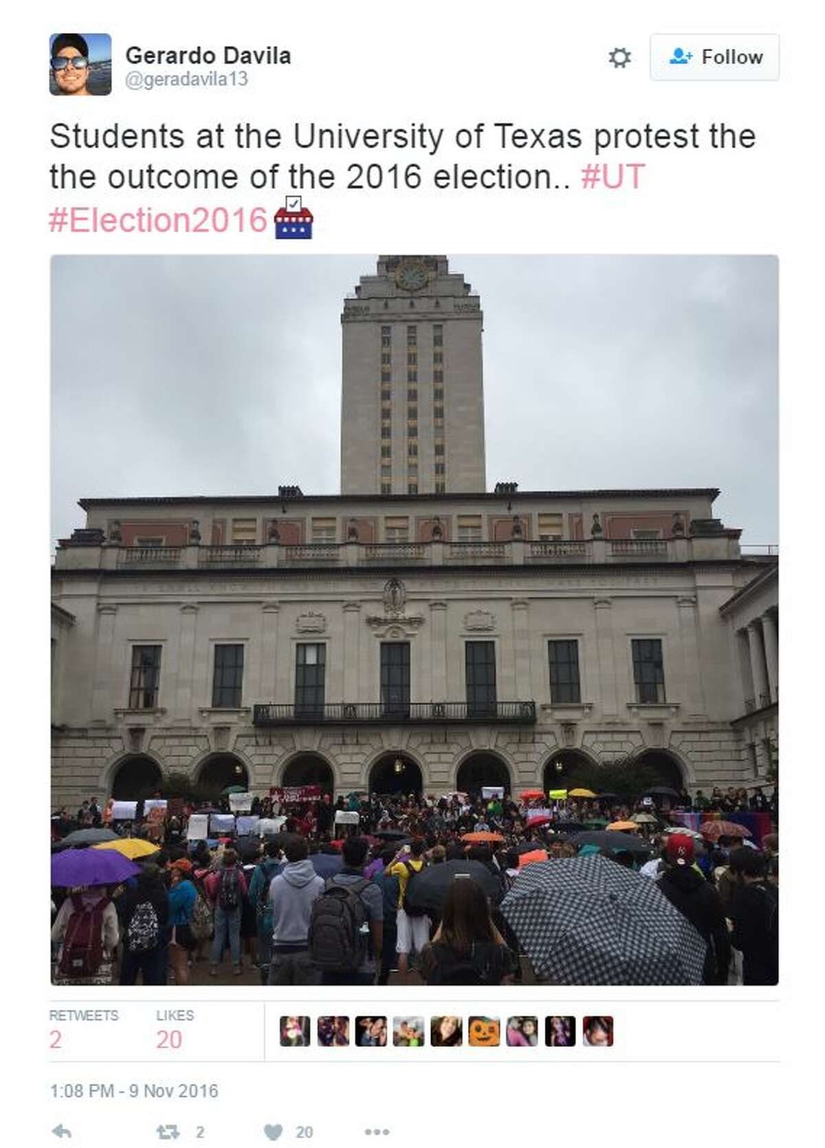 UT students march in protest of Trump's election