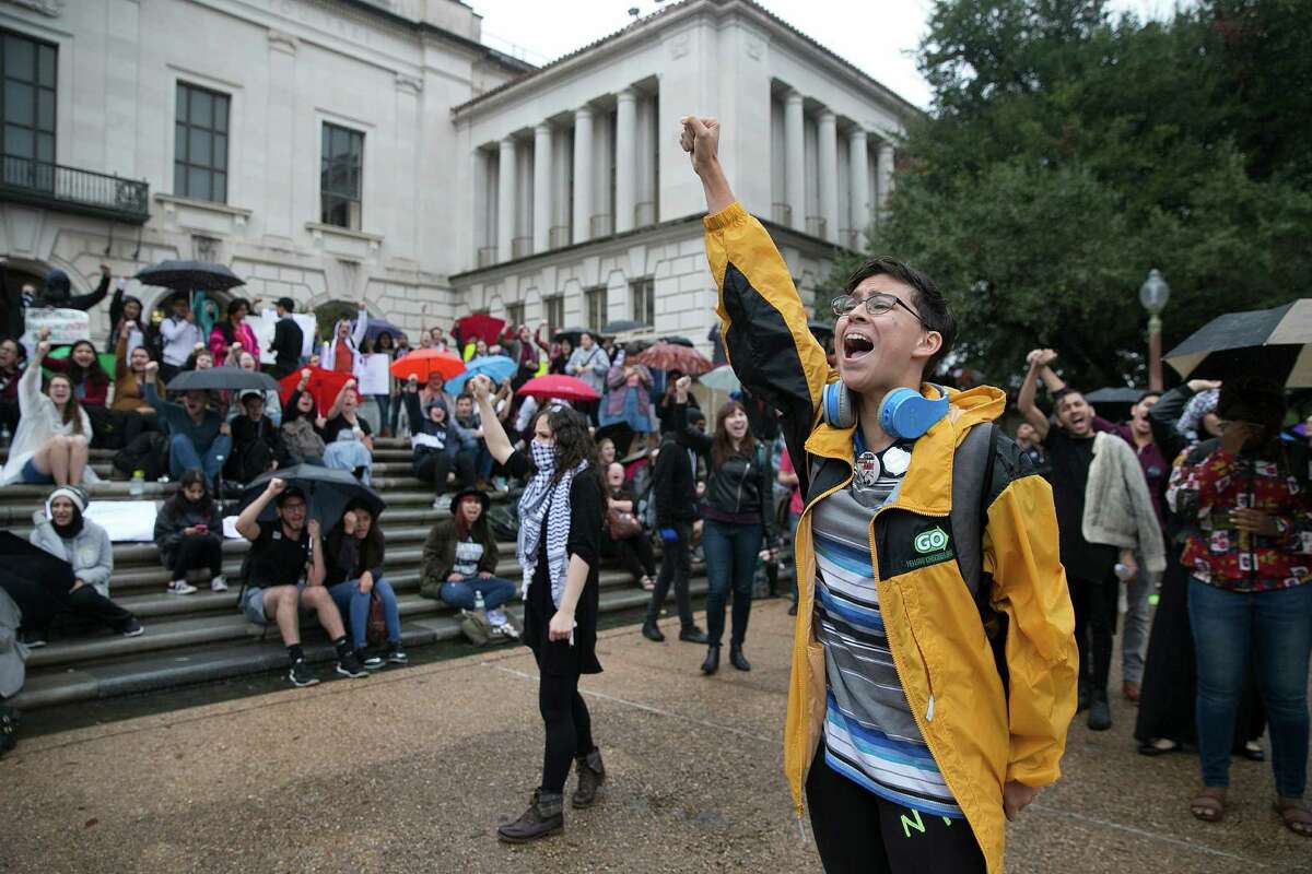 UT students march in protest of Trump's election