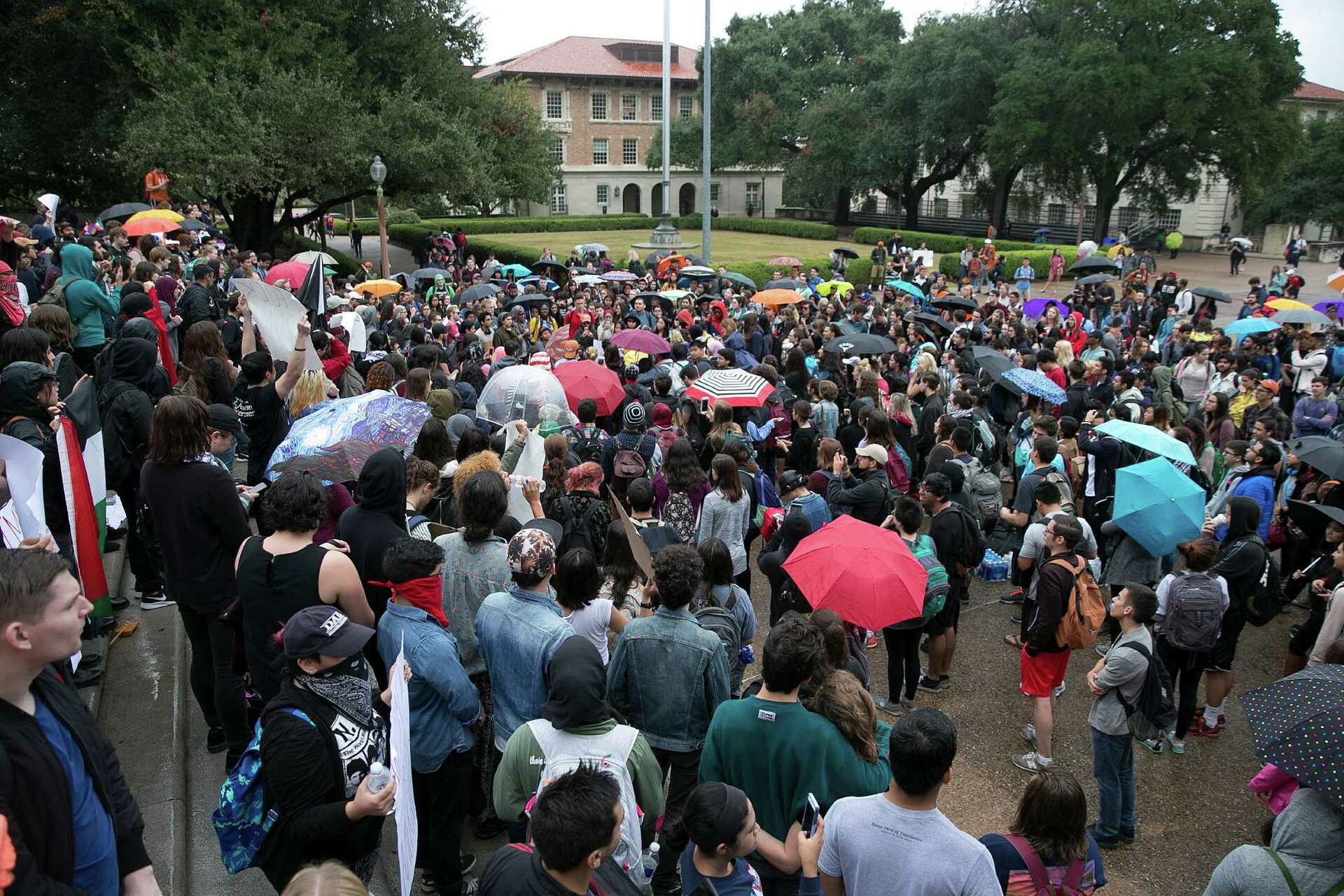 UT students march in protest of Trump's election