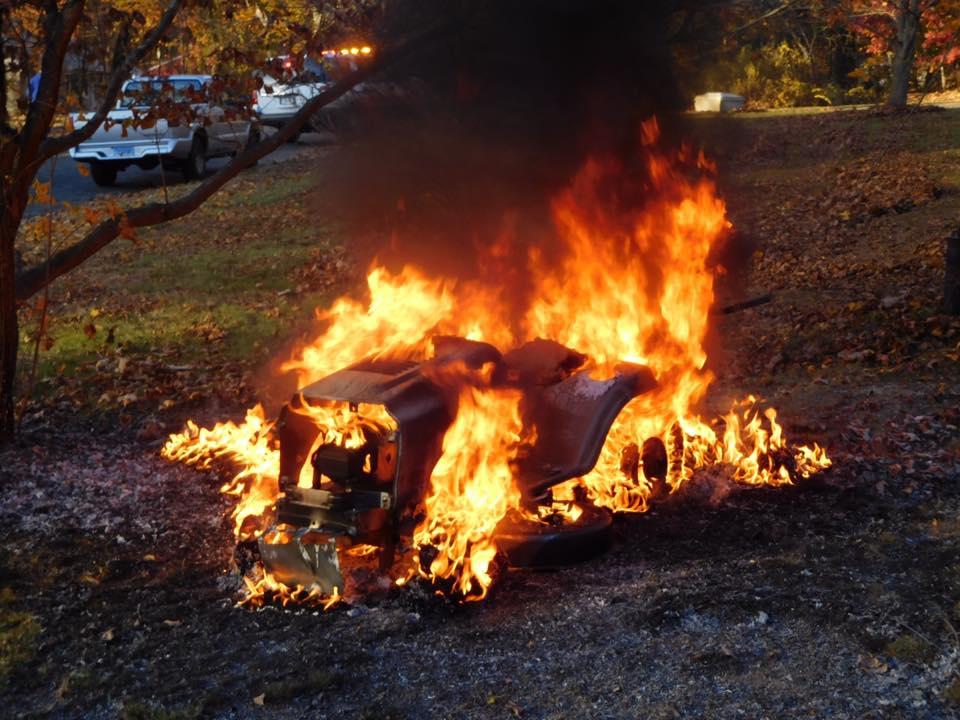 Oxford riding tractor engulfed in flames