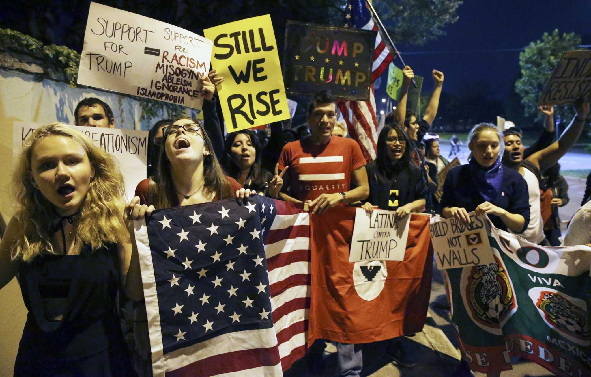 Anti-Trump protesters march downtown for second night
