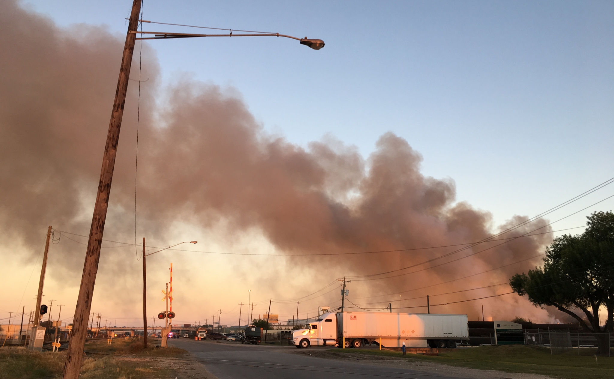 Fire at recycling center near NRG burns hours later