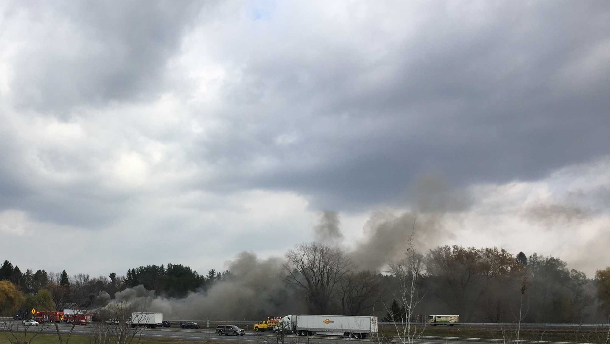 Photos: Fire consumes truck on Thruway