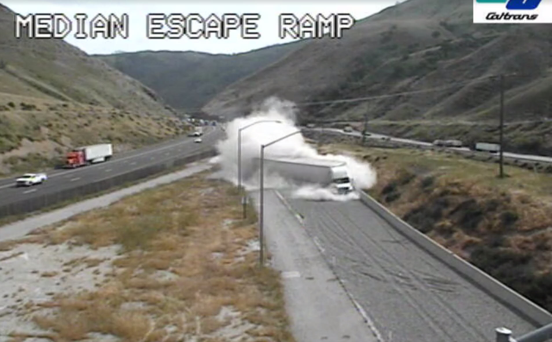 Video shows just how fast a runaway ramp can stop an out-of-control big rig