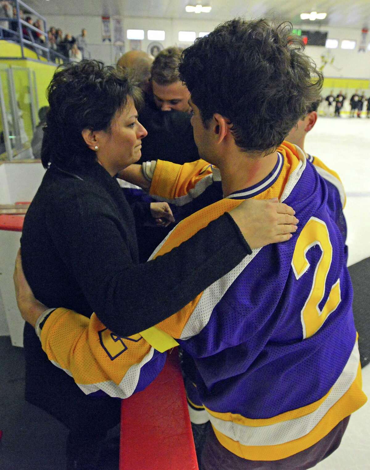 Westhill High School hockey team retires jersey of slain alum