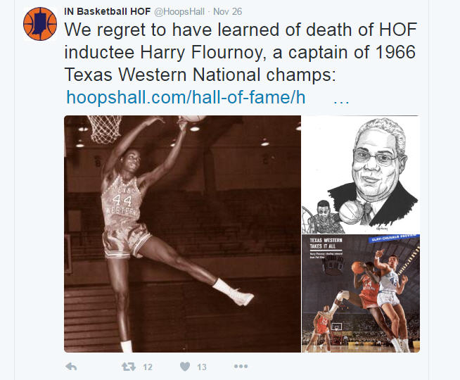Harry Flournoy, member of Texas Western, dies at 72