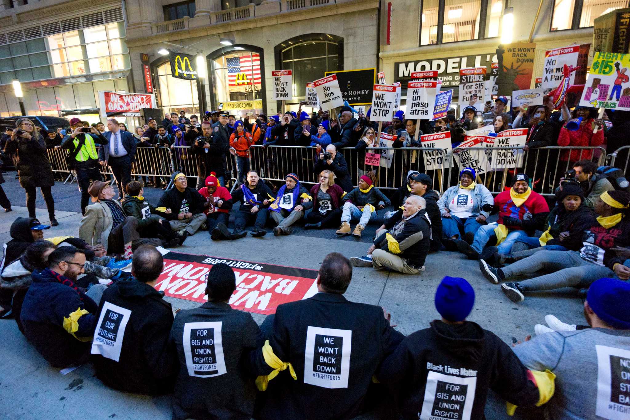 Dozens arrested during U.S. protests for higher minimum wages