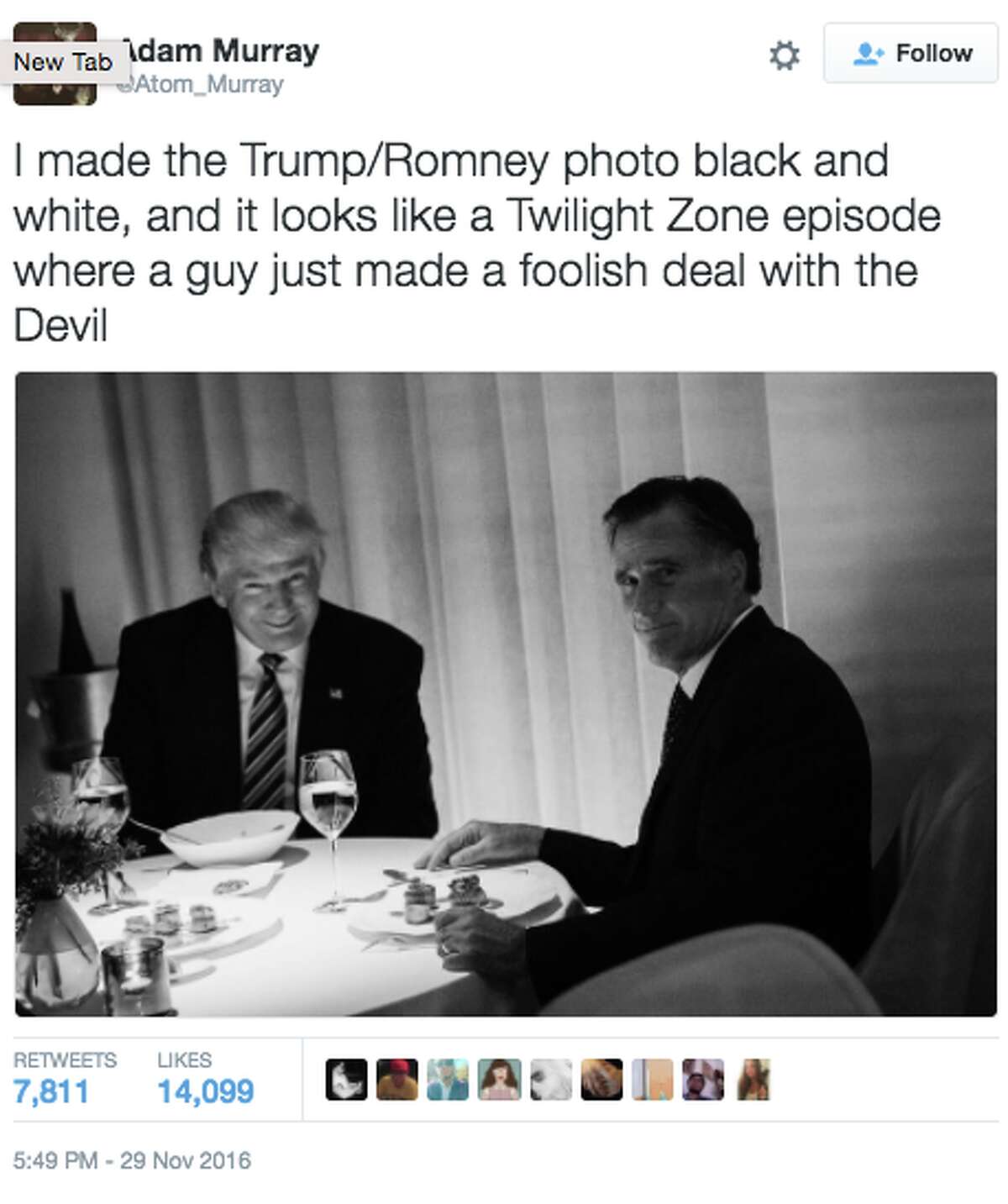 Trump–Romney dinner date on Tuesday night provides fodder for memes