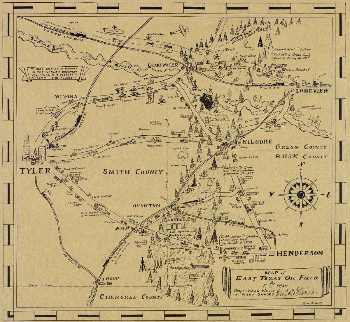 Old map of Texas oilfields is a trip through time