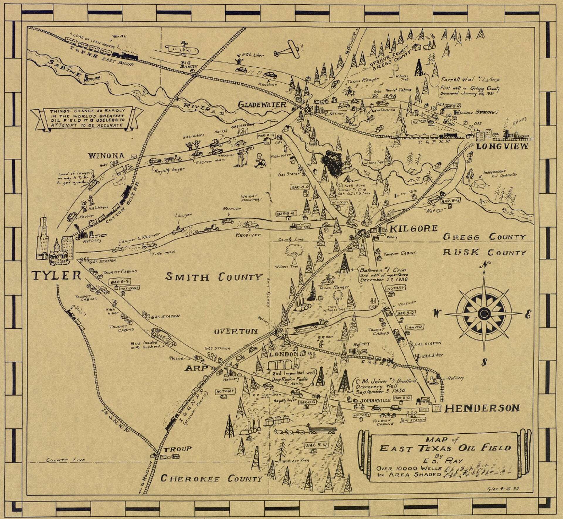Old map of Texas oilfields is a trip through time