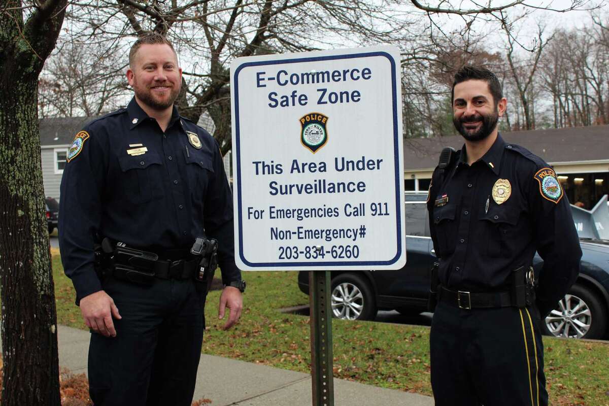 E-commerce safe zone in front of Wilton Police Headquarters