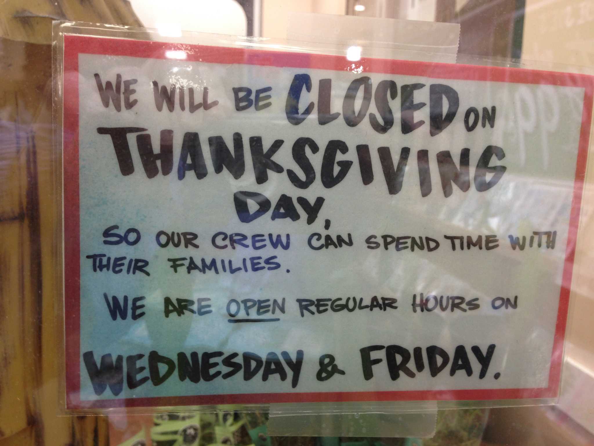 Here are the major retailers that will be closed on Thanksgiving