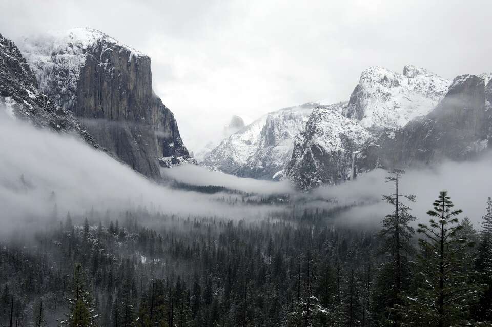 Drone video: Fearless snowplow crews brave Yosemite's Tioga Road cliffs
