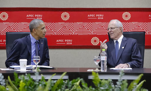 The Latest: Obama meets Peruvian leader on summit sidelines