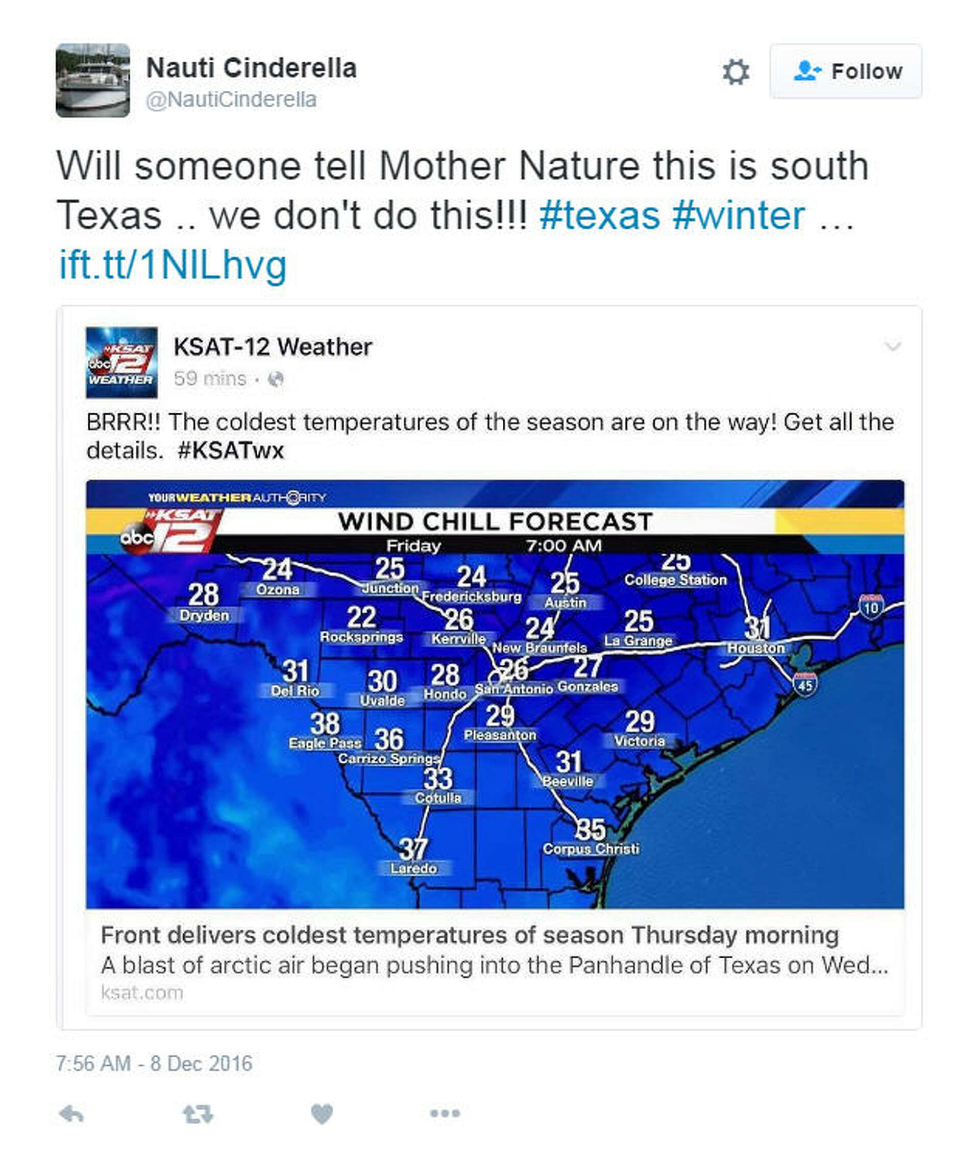 Texas is freaking out over the first cold front coming in December ...