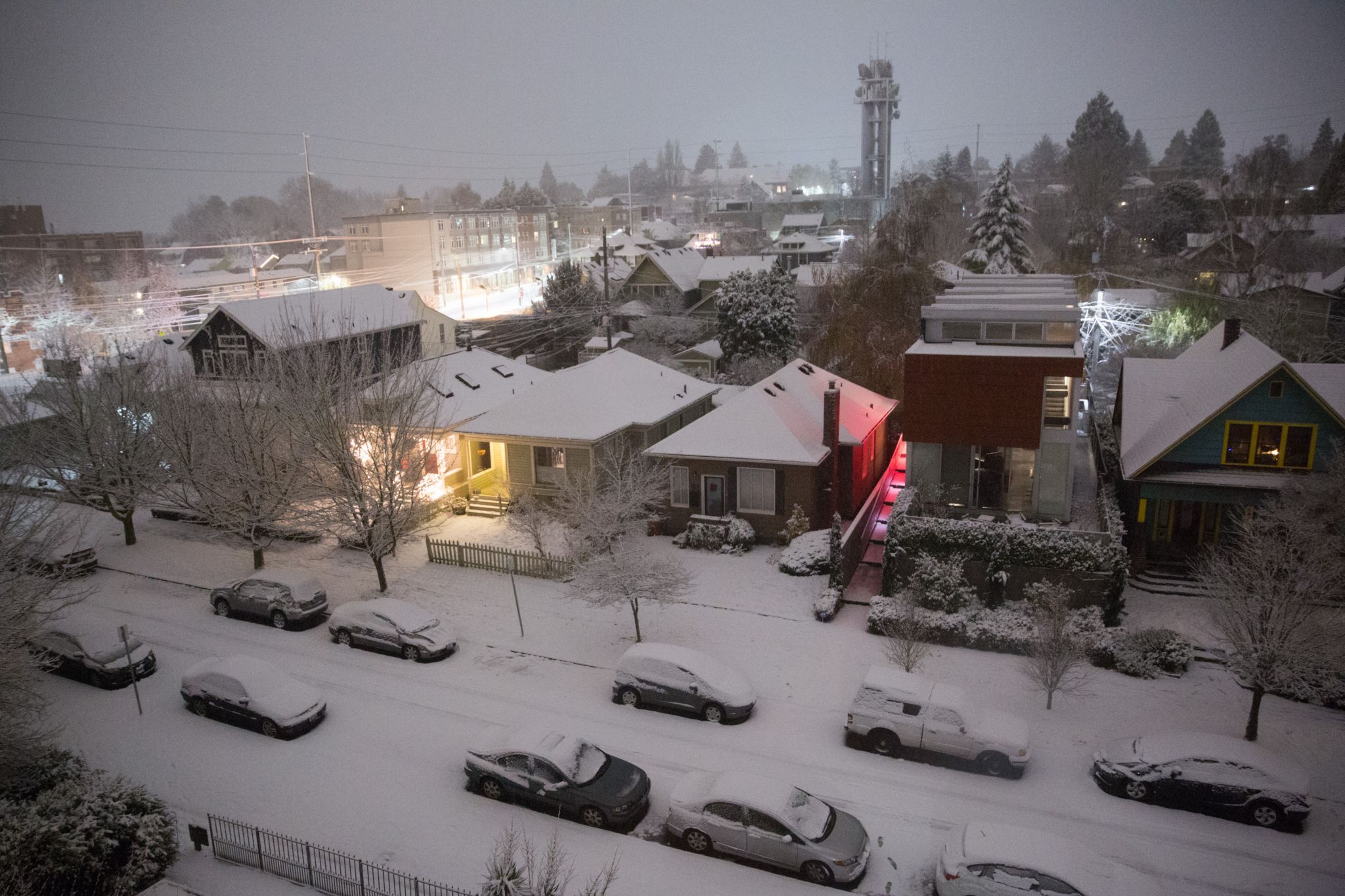 Snowy roads slick around Seattle; schools closed, delayed
