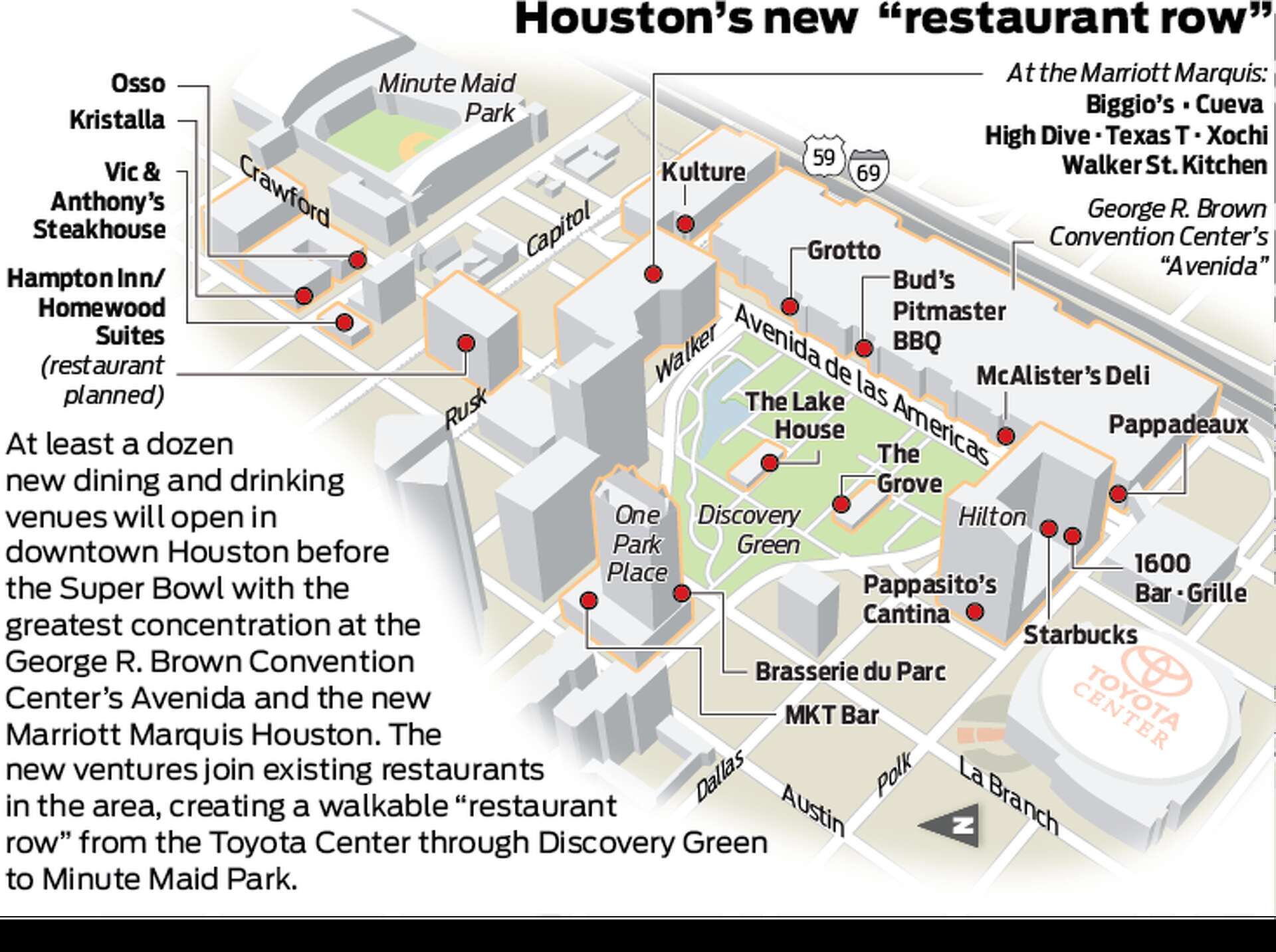 Restaurant Downtown Houston Map