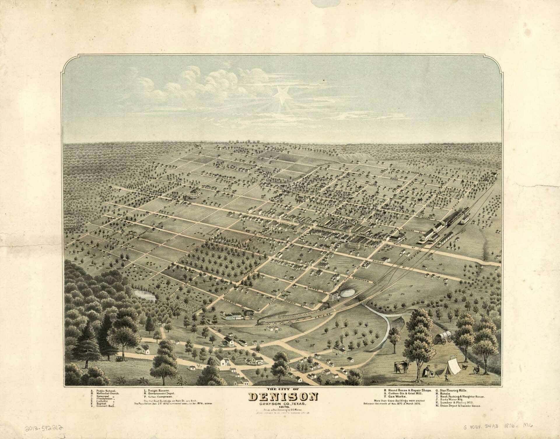 Library of Congress maps show an aerial view of early Texas