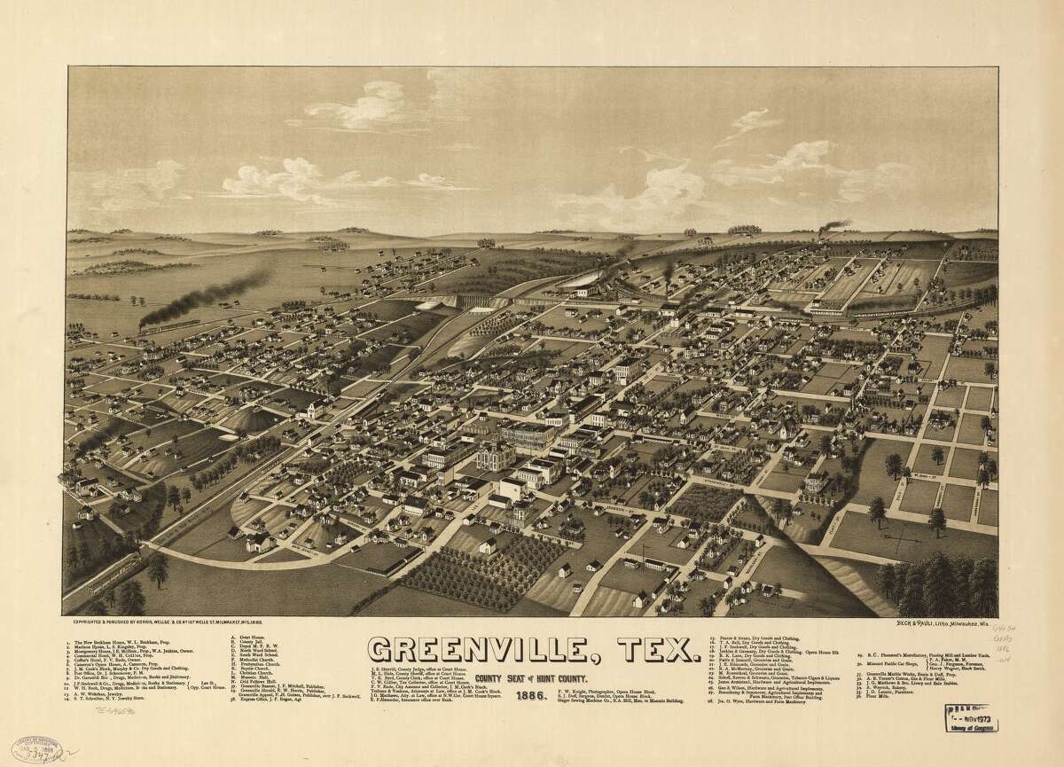 Library of Congress maps show an aerial view of early Texas