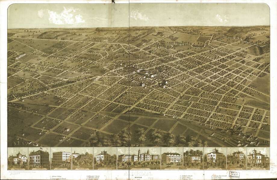 Library of Congress maps show an aerial view of early Michigan ...