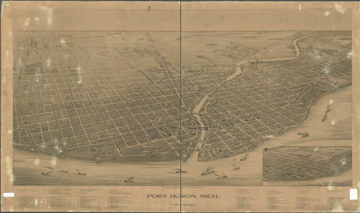 Library of Congress maps show an aerial view of early Michigan