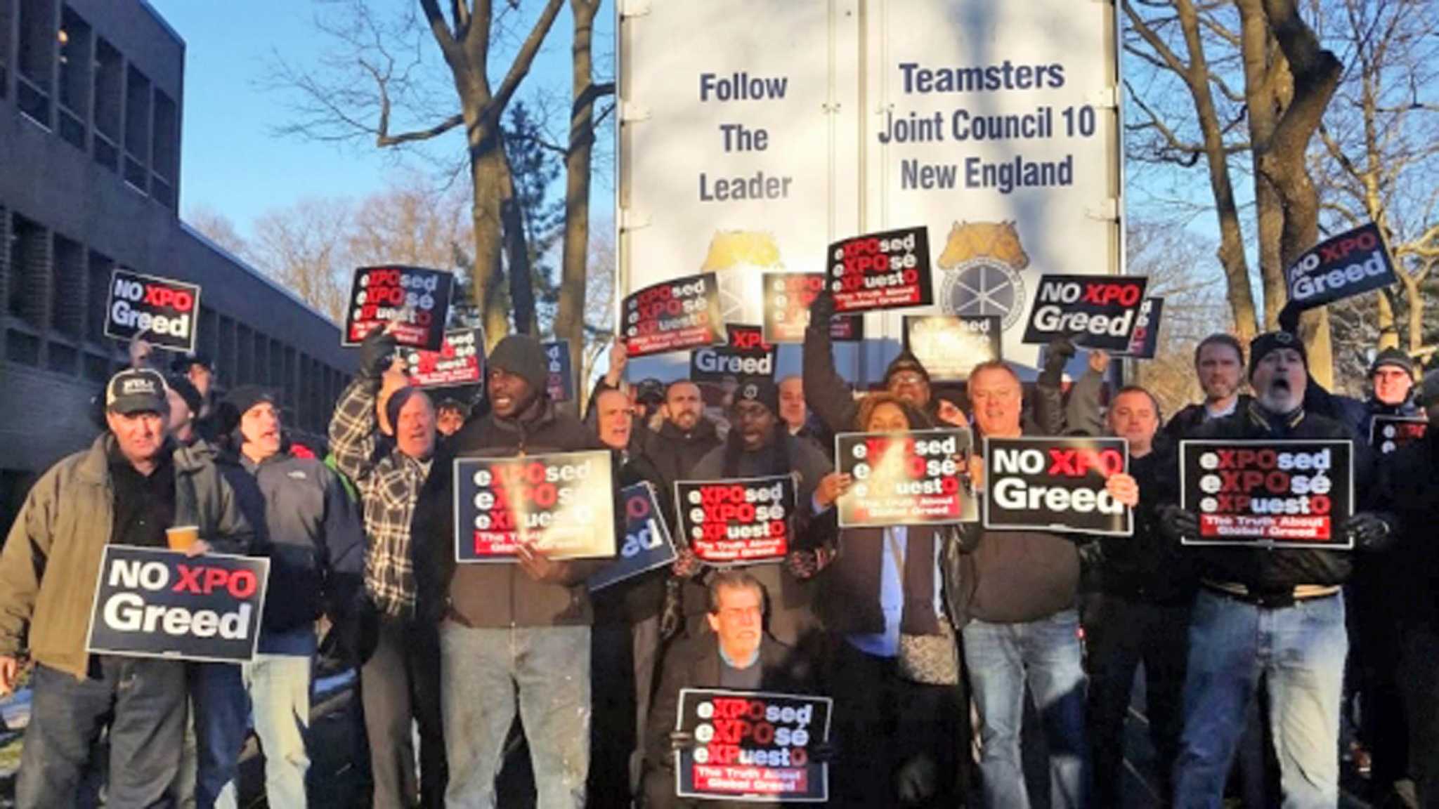 Teamsters union rallies outside XPO headquarters