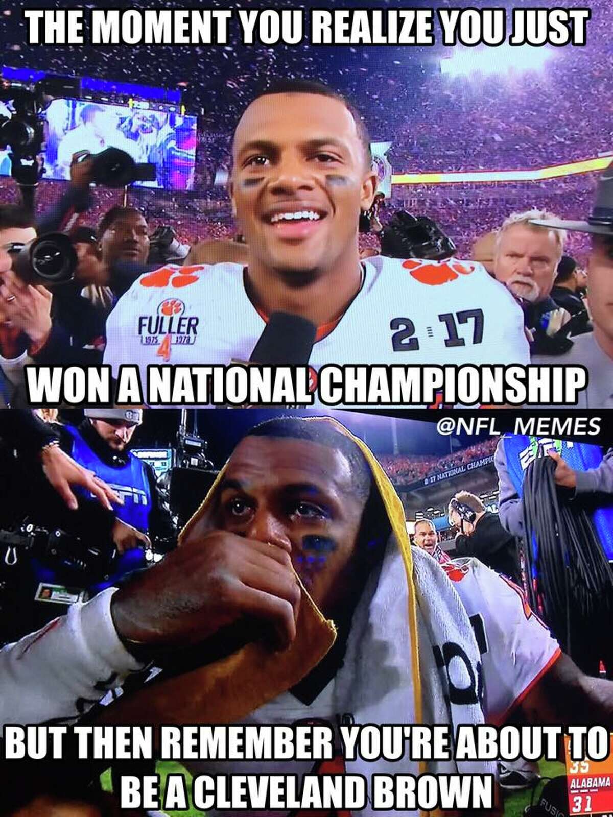 Memes celebrate Clemson's win, Alabama's fall