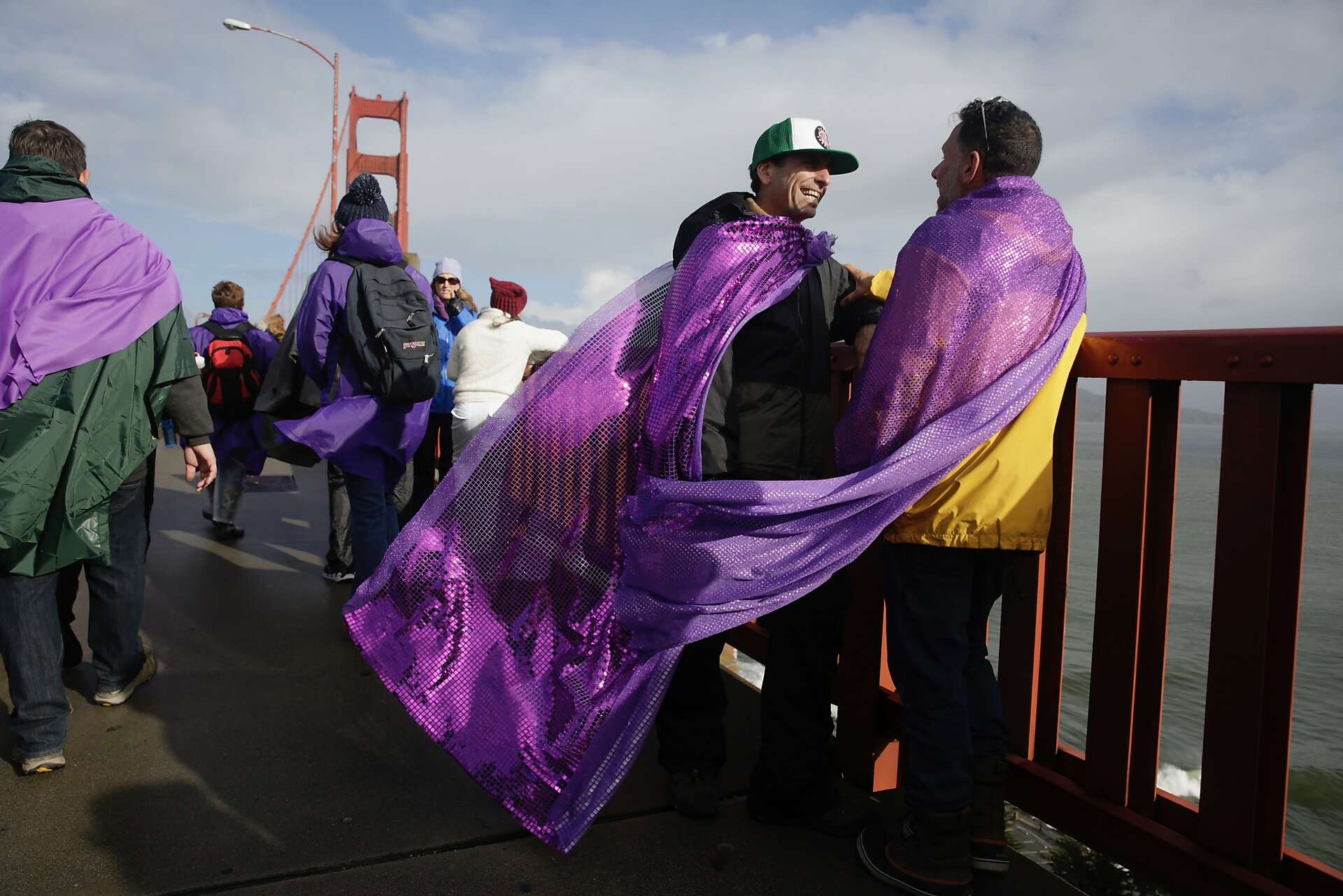 Protesters at Golden Gate Bridge link arms to send Trump message
