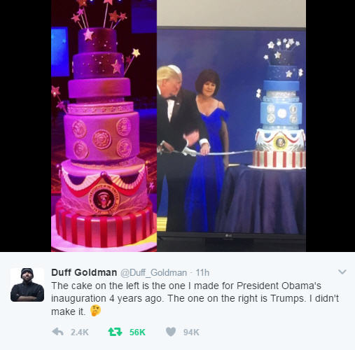 Trump inauguration rips off Duff Goldman's cake for Obama inauguration