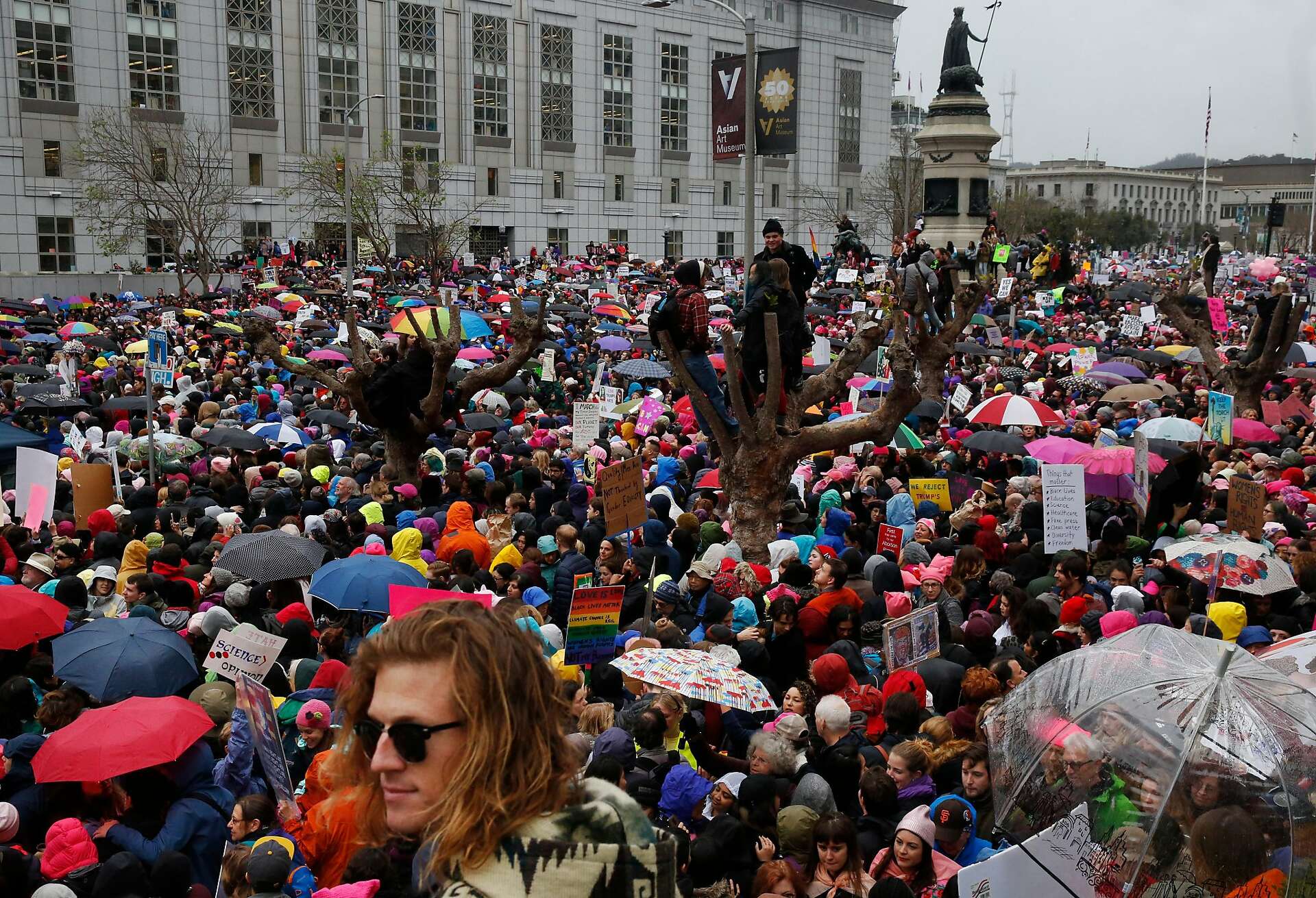 Huge crowds gather to demonstrate against Trump