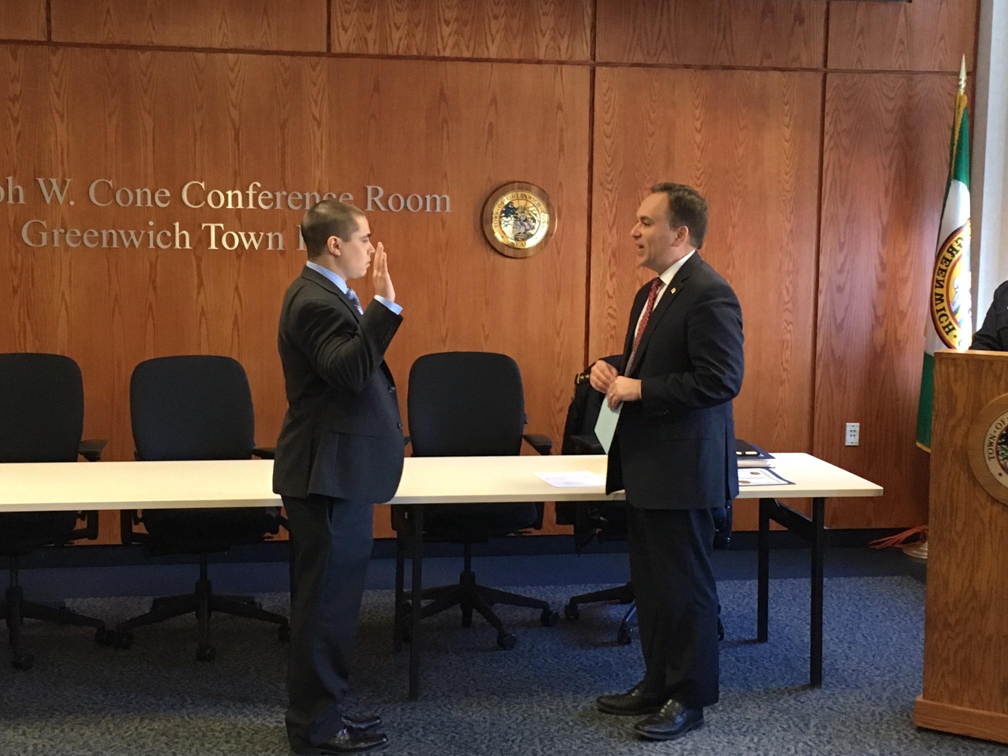 Greenwich PD swears in newest recruit
