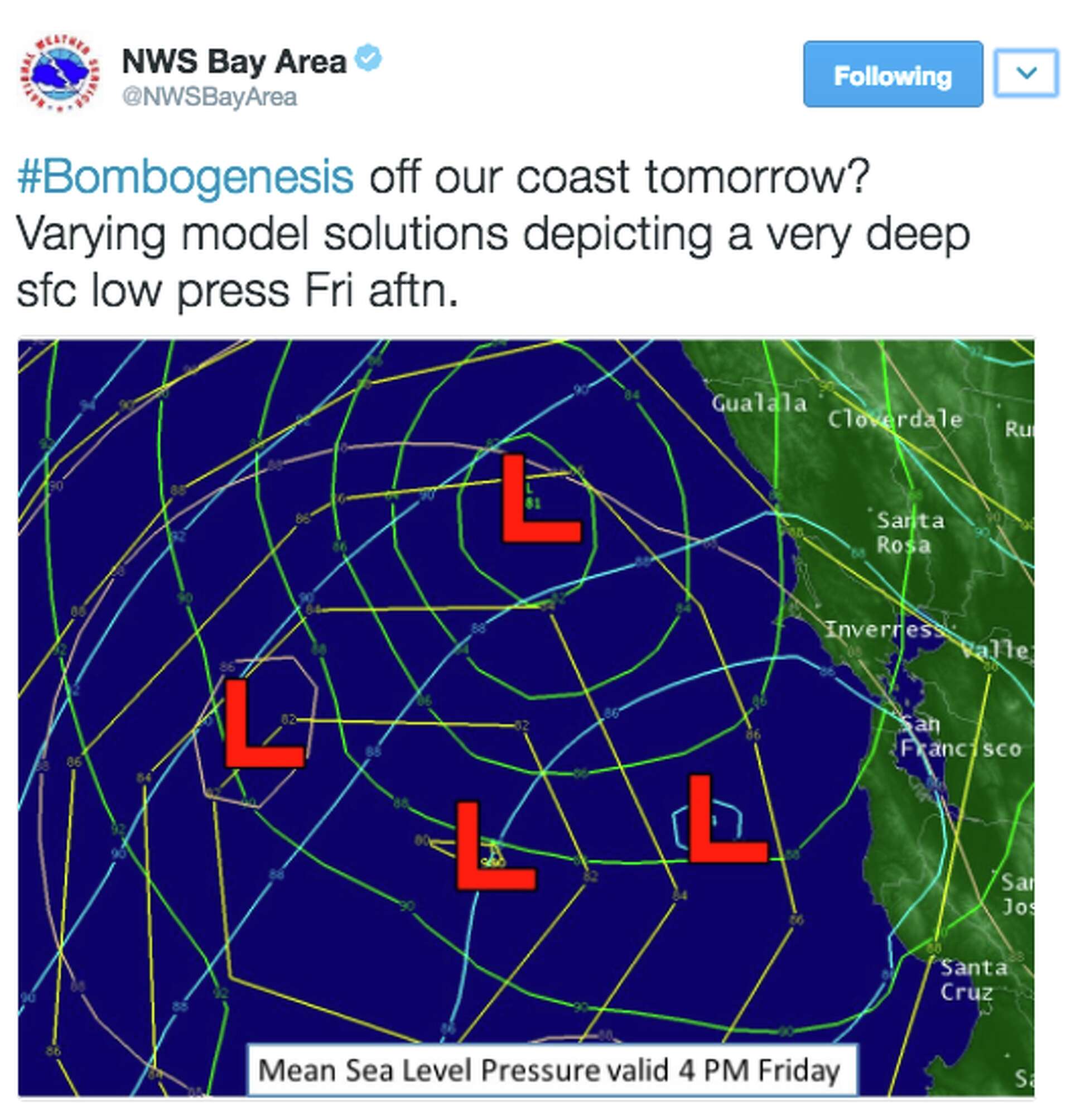 Mother Nature to drop a 'bombogenesis' on California Friday night